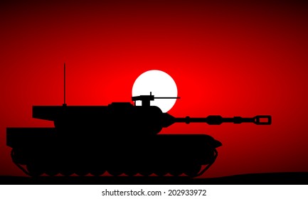 Modern Heavy Tank Sunset Vector Illustration Stock Vector (Royalty Free ...