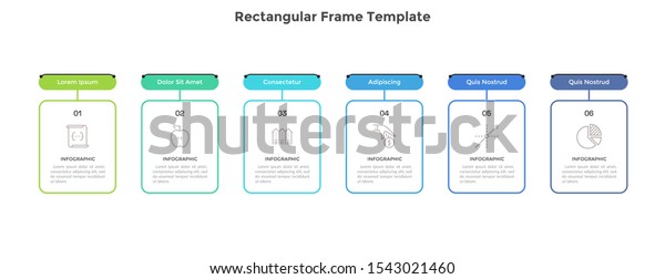 Modern Horizontal Diagram 6 Rectangular Frames 스톡 벡터(로열티 프리) 1543021460