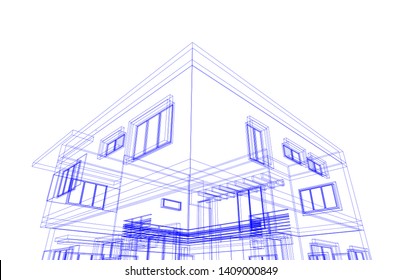 Modern House Architecture 3d Vector Illustration Stock Vector (Royalty ...