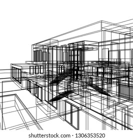 Steel Frame Wide Building Project Scheme Stock Vector (Royalty Free ...