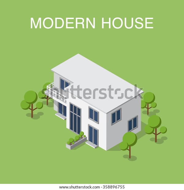 Modern House Isometric Illustration Stock Vector (Royalty Free ...