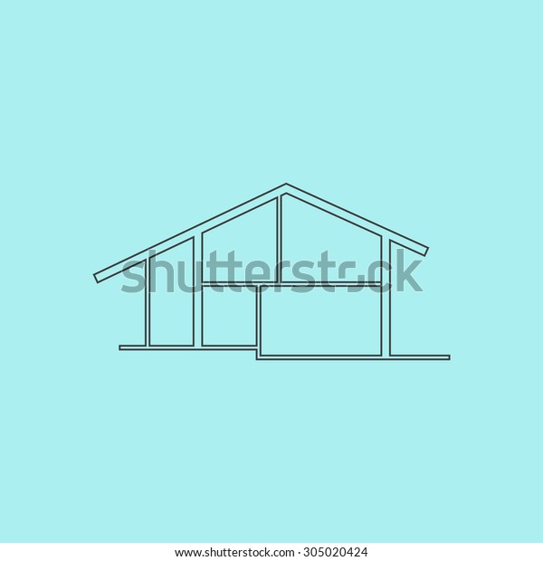 Modern House Simple Outline Flat Vector Stock Vector (Royalty Free ...