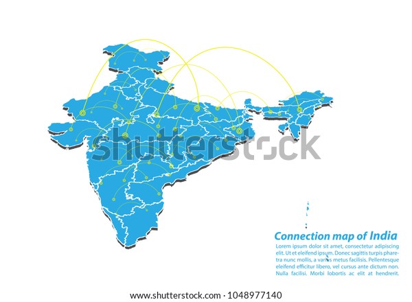 Modern India Map Connections Network Design Stock Vector (Royalty Free ...