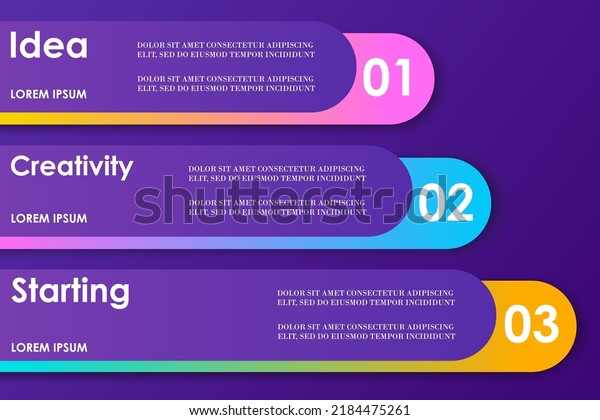 Modern Infographic Design 3 Steps Horizontal Stock Vector (Royalty Free ...