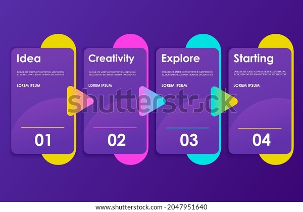 Modern Infographic Design 4 Steps Horizontal Stock Vector (Royalty Free ...