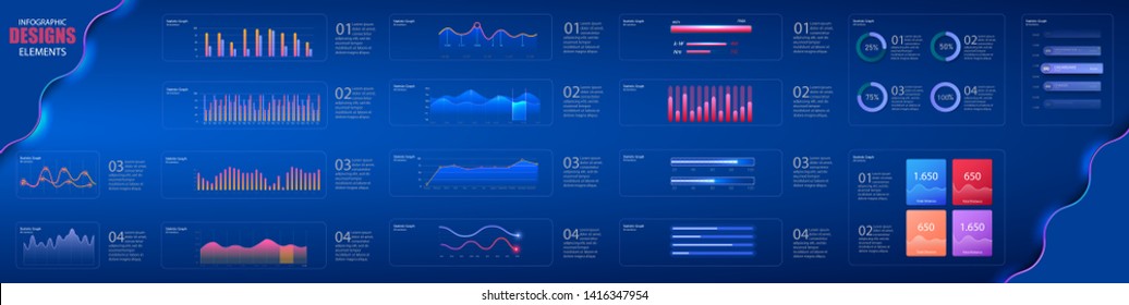 Modern Infographic Vector Template Statistics Graphs Stock Vector ...