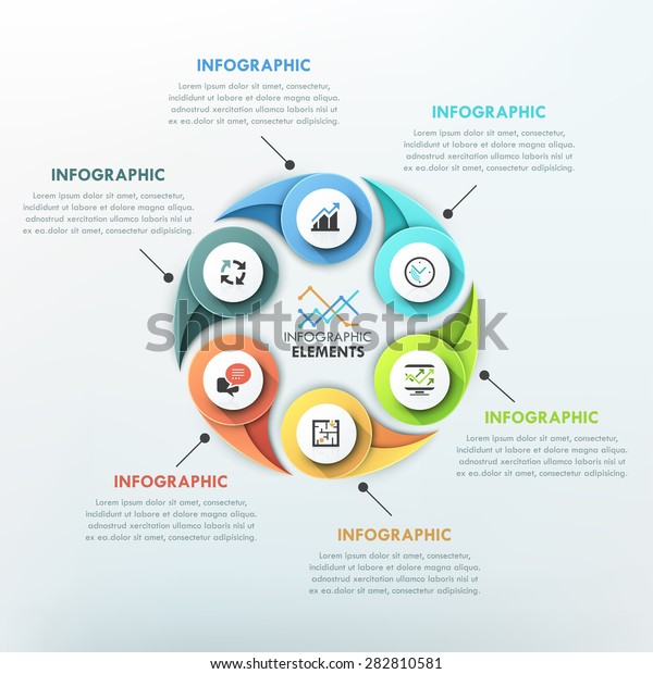 Modern Infographics Cycle Template 6 Colorful Stock Vector (Royalty ...