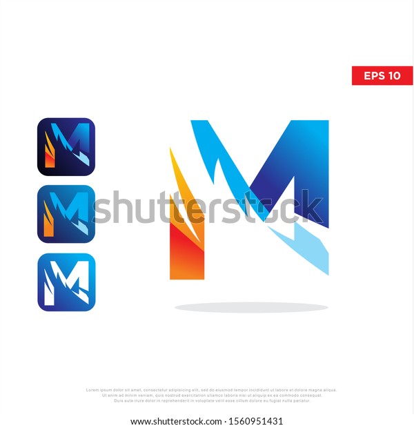 Modern Initial Letter M Electric Logo Stock Vector (Royalty Free ...