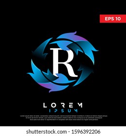 Modern Initial Letter R Feather Logo Stock Vector (Royalty Free ...