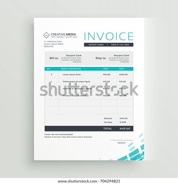 Modern Invoice Template Vector Design Stock Vector (Royalty Free) 704294821