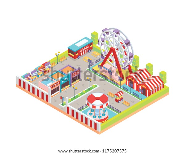 Modern Isolated Circus Amusement Park Cartoon Stock Vector (Royalty ...