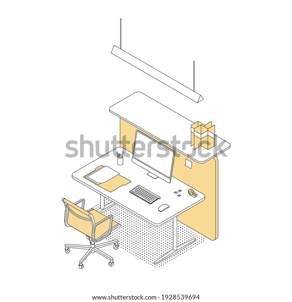 Modern Isometric Office Reception Desk On Stock Vector (Royalty Free ...