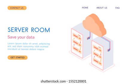 Modern Isometric Vector Server Room Illustration Stock Vector (Royalty ...
