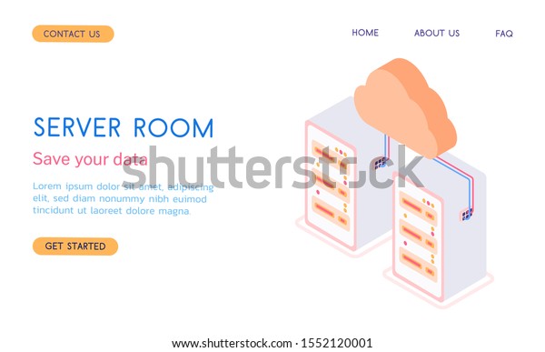 Modern Isometric Vector Server Room Illustration Stock Vector (Royalty ...
