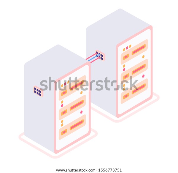 Modern Isometric Vector Server Room Illustration Stock Vector (Royalty ...
