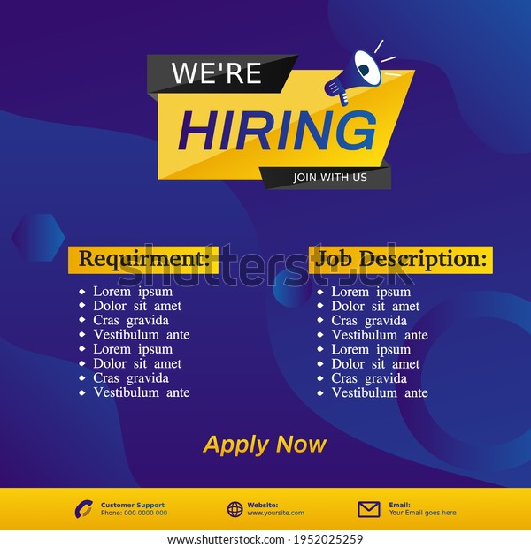 Modern Job Vacancy Square Web Banner Stock Vector (Royalty Free) 1952025259