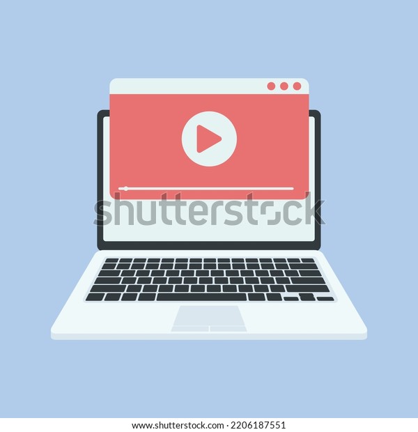 Modern Laptop Video Player On Screen Stock Vector (Royalty Free ...