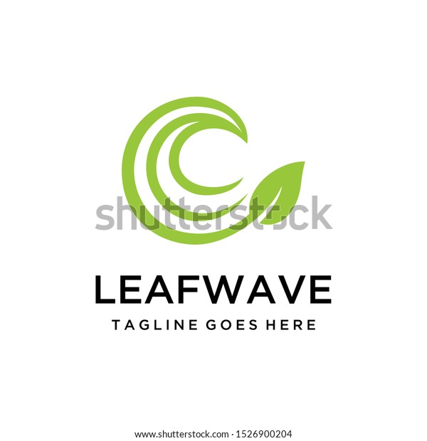 Modern Leaf Sea Wave Design Logo Stock Vector (Royalty Free) 1526900204