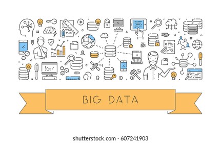 Modern Linear Banner Big Data Vector Stock Vector (Royalty Free) 607241903