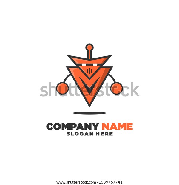 Modern Logo Robot Company Flat Design Stock Vector (Royalty Free ...