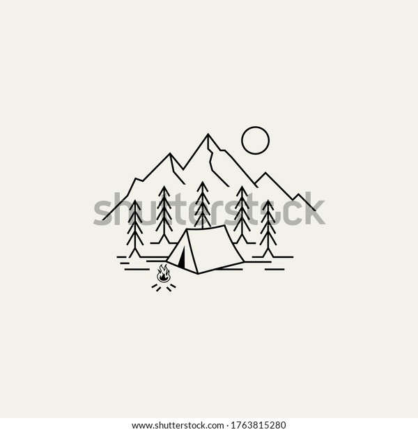 Modern Logo Simple Campsite Outline Stock Vector (Royalty Free ...