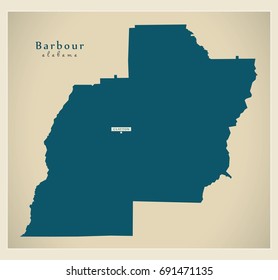 Modern Map Barbour Alabama County Usa Stock Vector (Royalty Free ...