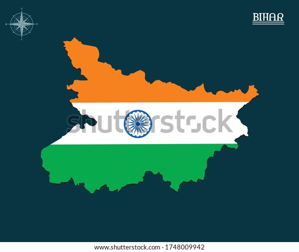 Modern Map Bihar India Flag India Stock Vector (Royalty Free ...