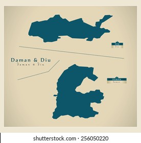 Modern Map Daman Diu Stock Vector (Royalty Free) 256050220 | Shutterstock
