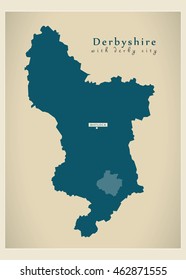 Modern Map Derbyshire Derby City Districts Stock Vector (Royalty Free ...
