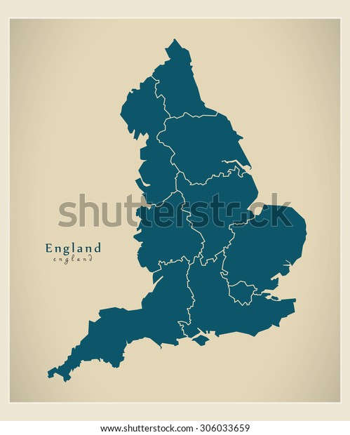 Modern Map England Uk Corrected Version Stock Vector (Royalty Free ...