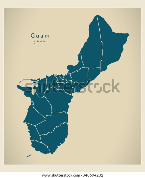 Modern Map Guam Districts Gu Stock Vector (Royalty Free) 348694232 ...
