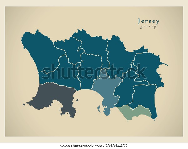 Modern Map Jersey Regions Je: vector de stock (libre de regalías ...