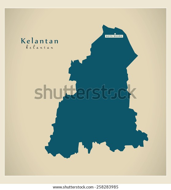 Modern Map Kelantan My Stock Vector (Royalty Free) 258283985 | Shutterstock