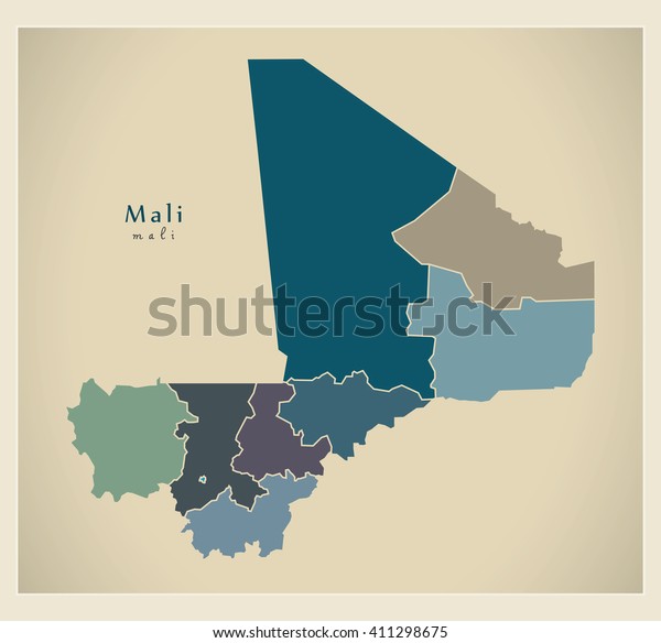 Modern Map Mali Regions Colored Ml Stock Vector (Royalty Free ...