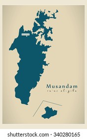 Modern Map Musandam Om Stock Vector (Royalty Free) 340280165 | Shutterstock