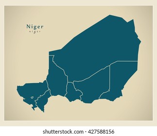 Modern Map Niger Regions Ne Stock Vector (Royalty Free) 427588156 ...