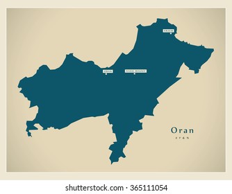Oran Algeria Map Grey Illustration Silhouette: vector de stock (libre ...