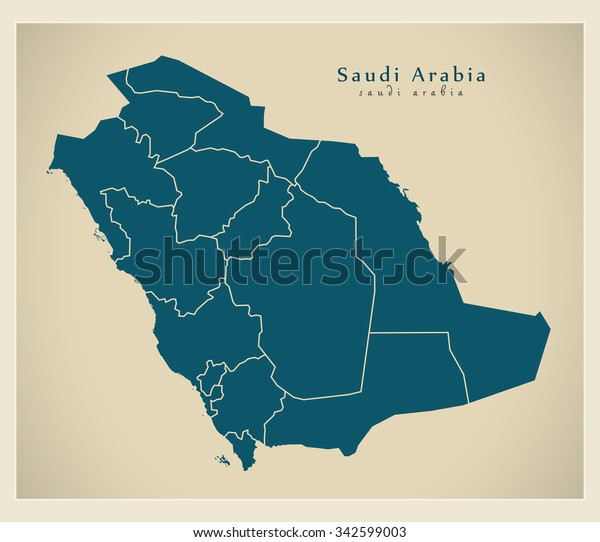 Modern Map Saudi Arabia Regions Sa Stock Vector (Royalty Free) 342599003