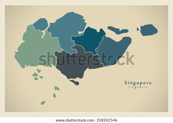 Modern Map Singapore Regions Sg Stock Vector (Royalty Free) 258242546