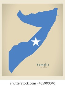 Modern Map Somalia Flag Colored Stock Vector (Royalty Free) 435993340 ...