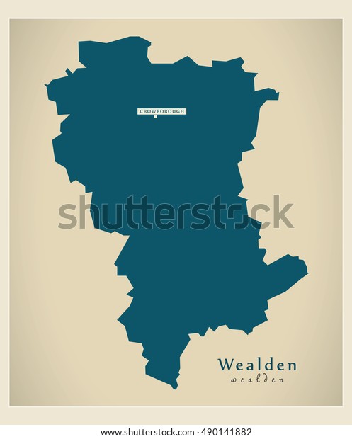 Modern Map Wealden District Uk Stock Vector (Royalty Free) 490141882 ...