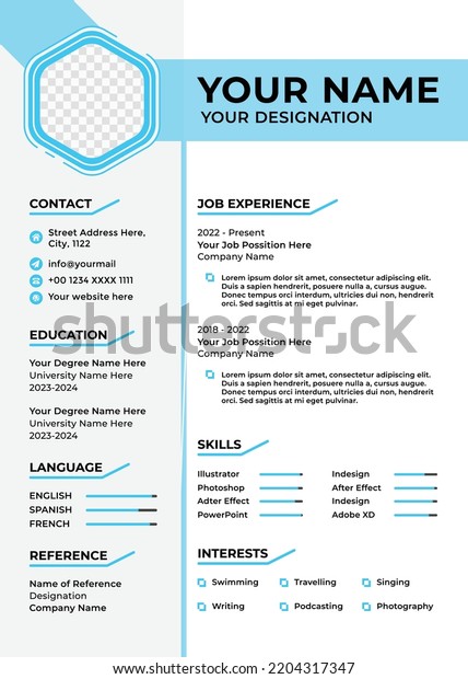 Modern Minimalist Simple Resume Elegant Cv Stock Vector (Royalty Free ...
