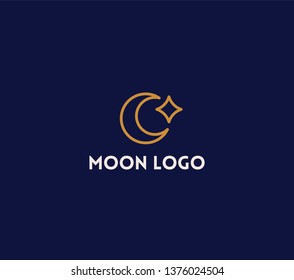 Modern Minimalistic Lined Moon Logo Vector Stock Vector (Royalty Free ...