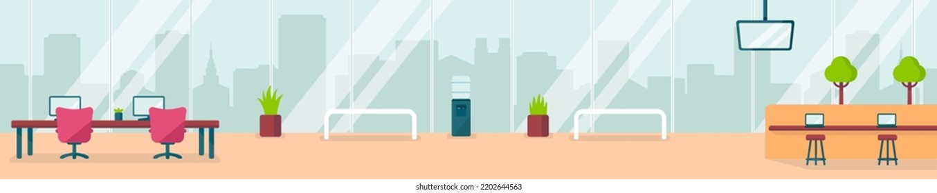 Modern Office Horizontal Vector Illustration Stock Vector (Royalty Free ...
