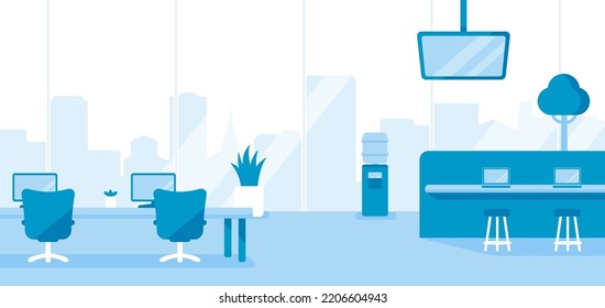Modern Office Horizontal Vector Illustration Stock Vector (Royalty Free ...