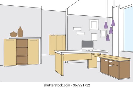 Modern Office Vector Illustration Stock Vector (Royalty Free) 367921712 ...