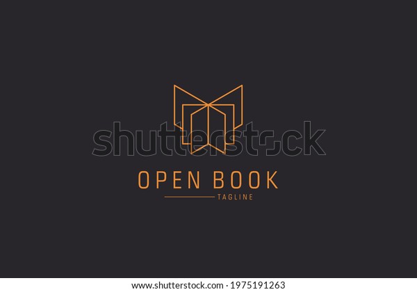 Modern Open Book Logo Line Gold Stock Vector (Royalty Free) 1975191263