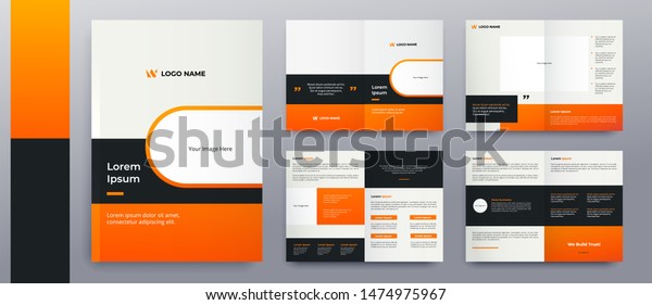 Modern Orange Brochure Pages Design Premium Stock Vector (Royalty Free ...