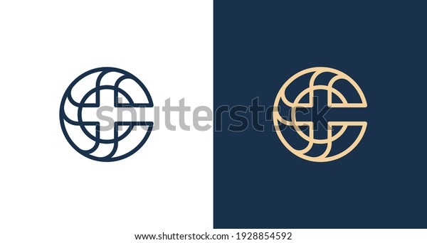 Modern Outlined Letter C Cross Logo Stock Vector (Royalty Free ...