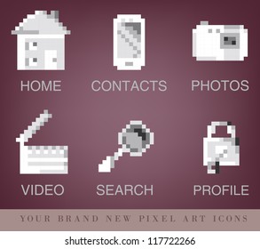 Modern Pixel Art Icon Vector Set: เวกเตอร์สต็อก (ปลอดค่าลิขสิทธิ์ ...